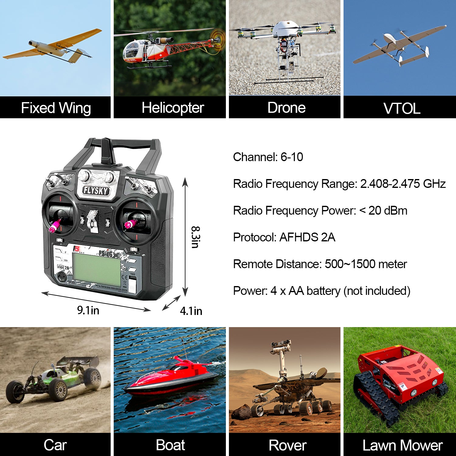 FLYSKY FS-i6X 10Ch Transmitter & FS-iA6/10B Receiver Set – HAWK'S WORK